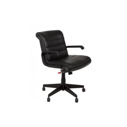 Black Leather Mid Back Sapper Chair – Arenson Props