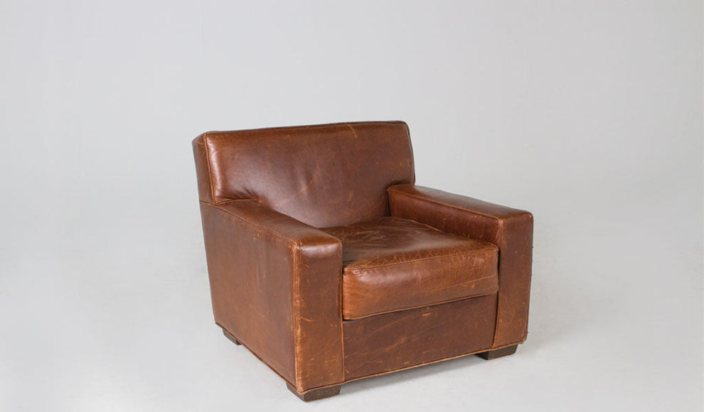 Rustic Brown Leather Chair – Arenson Props
