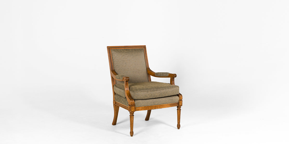 Sage Green Fabric Arm Chair – Arenson Props
